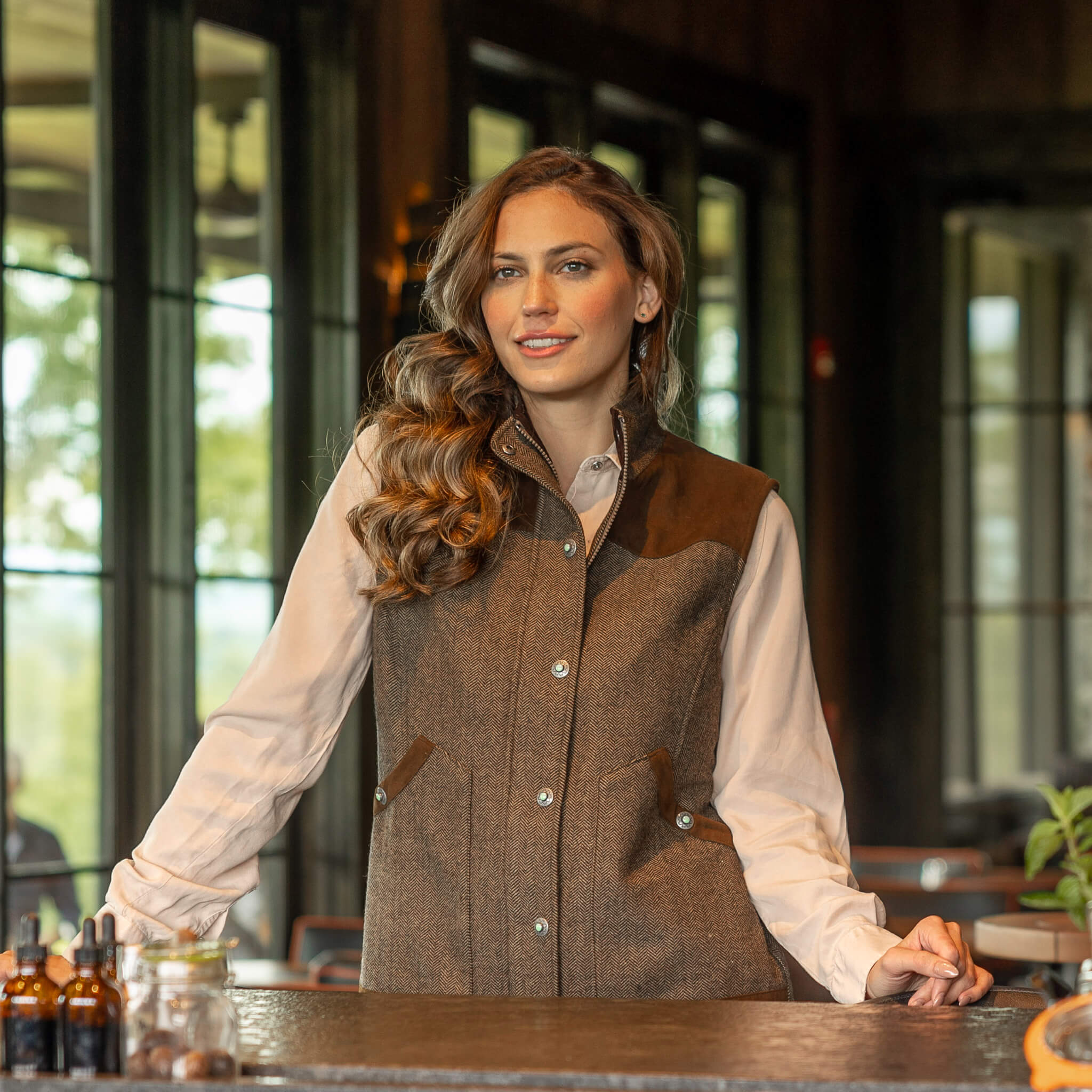 Channel Wool Vest by Madison Creek Outfitters in Tan Herringbone